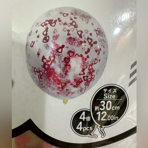 Daiso | Party Supplies | Daiso 4 Pc Confetti Balloons Red Hearts ...